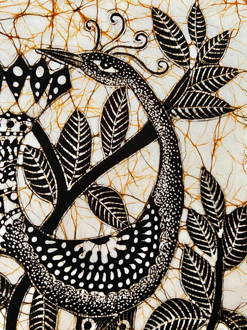 Black and White Peacock Batik Wall Hanging, Handmade Sri Lankan Textile ...