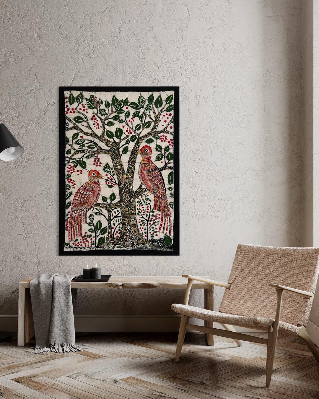 Wild Birds - Handmade Sri Lankan Batik Tapestry Wall Hanging 85 X 60 Cm ...