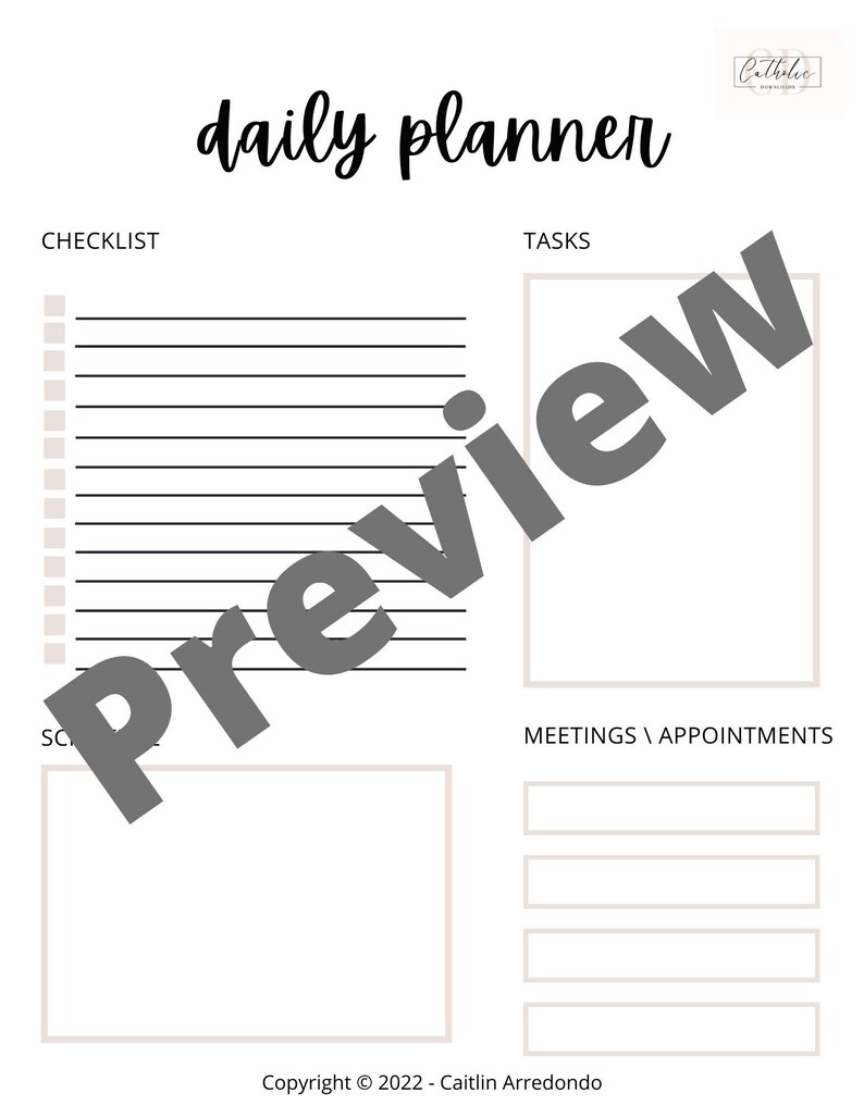 Printable Catholic Daily Planner - Etsy