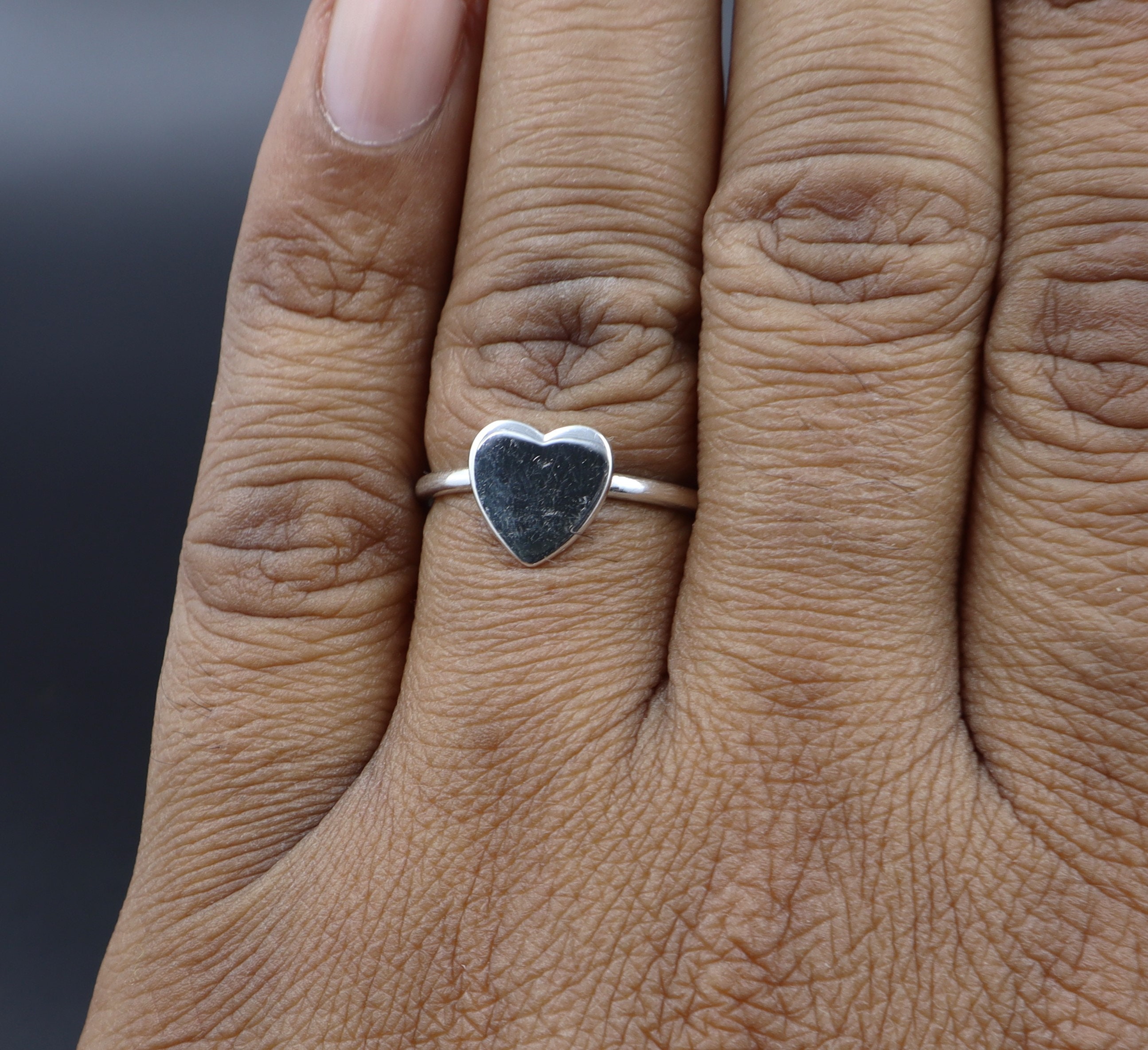 Heart Shape, Sterling Silver Plain Ring, Star Ring, Sqare Ring, Silver ...