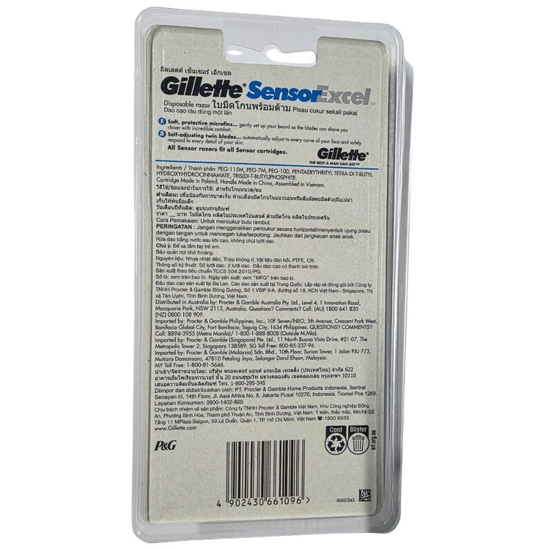 Gillette Sensor Excel Razor Handle With 1 Cartridge – Twin Blade Manual ...