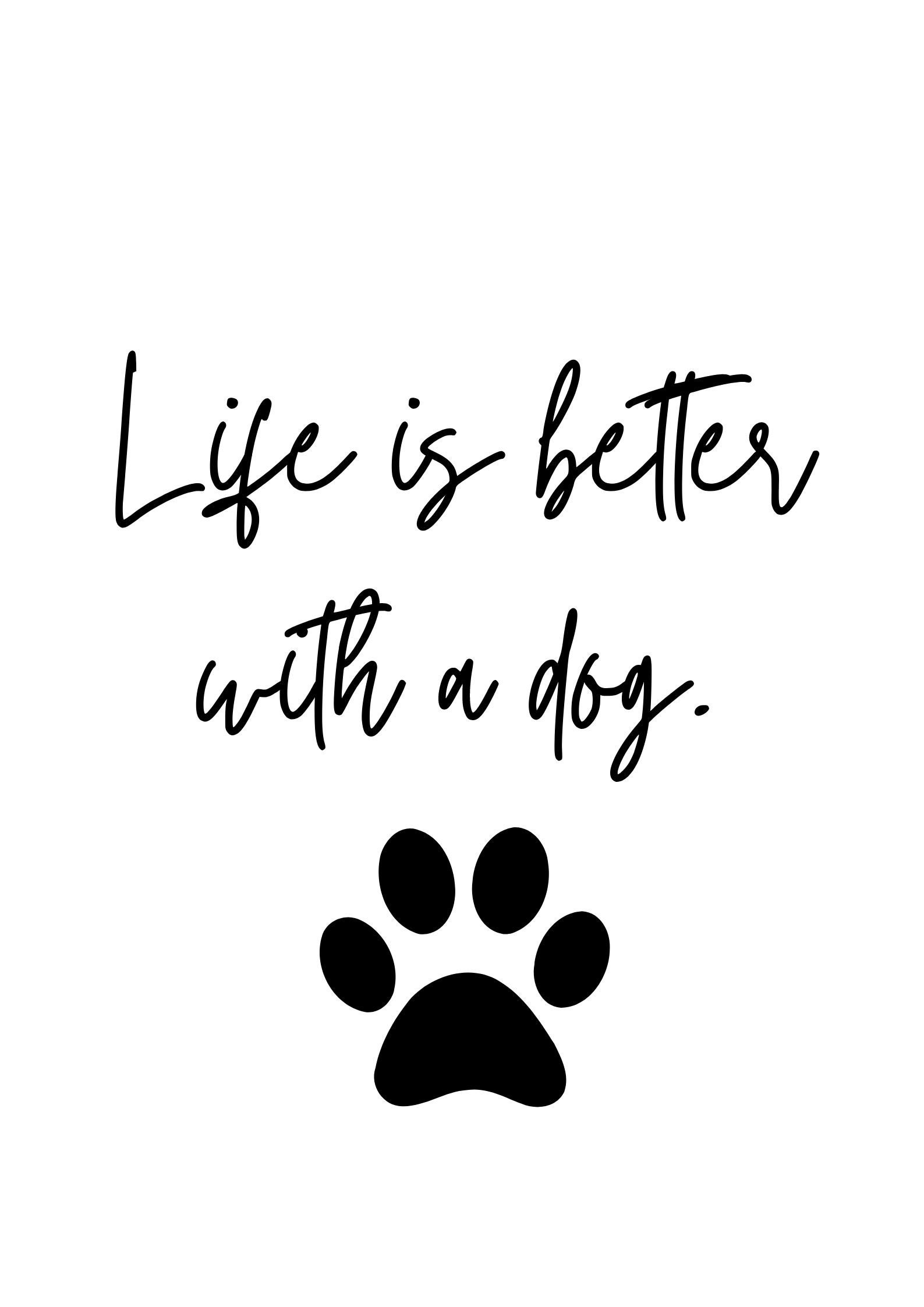 Life is Better With a Dog - Quote - Downloadable - Pet - Etsy