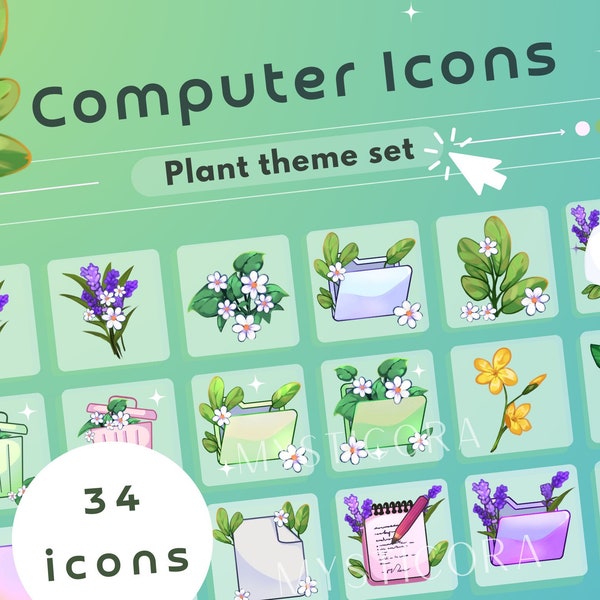Plant Icons for Windows and Mac, Cute Desktop Icon Set, Cute Folder ...
