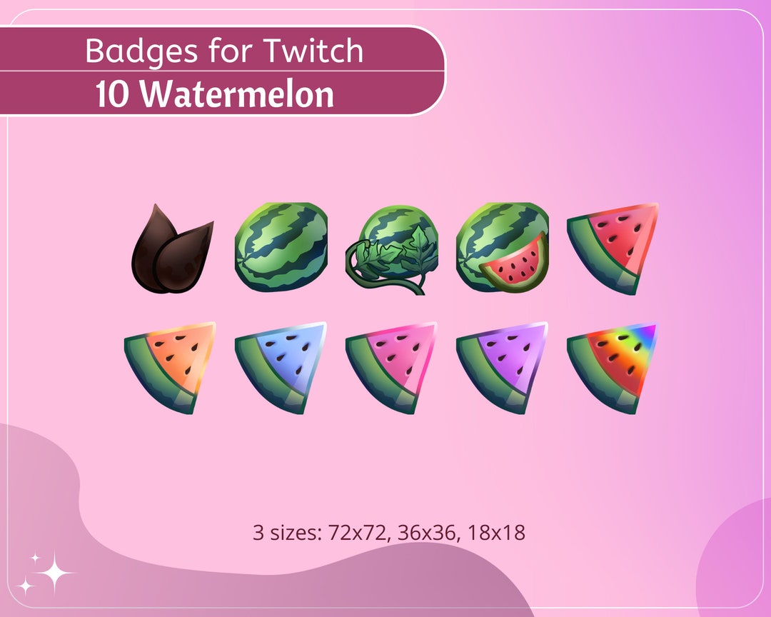 10 Cute Watermelon Badges for Twitch, Discord, Sub Badge, Bit Badge ...