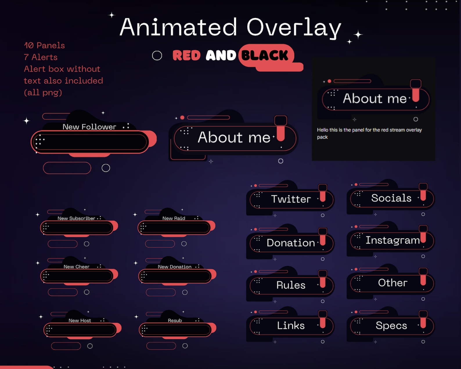 Animated Red Twitch Overlay Package Dark Red Aesthetic - Etsy