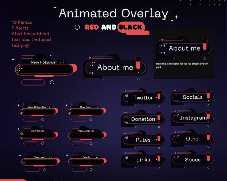 Animated Red Twitch Overlay Package Dark Red Aesthetic - Etsy