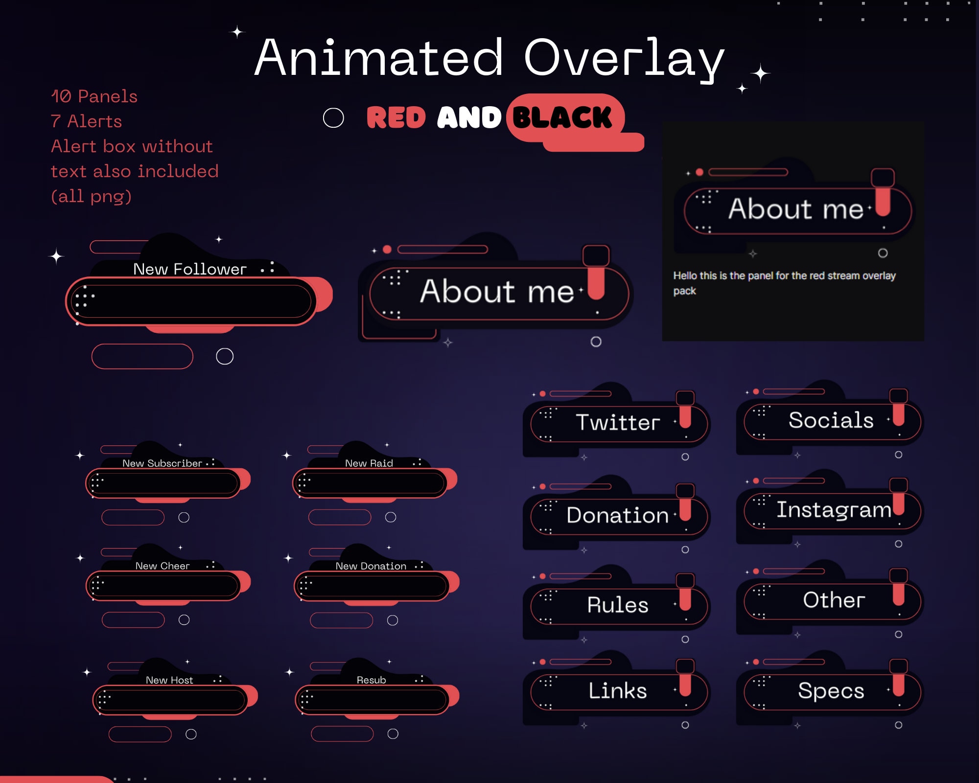 Animated Red Twitch Overlay Package Dark Red Aesthetic - Etsy