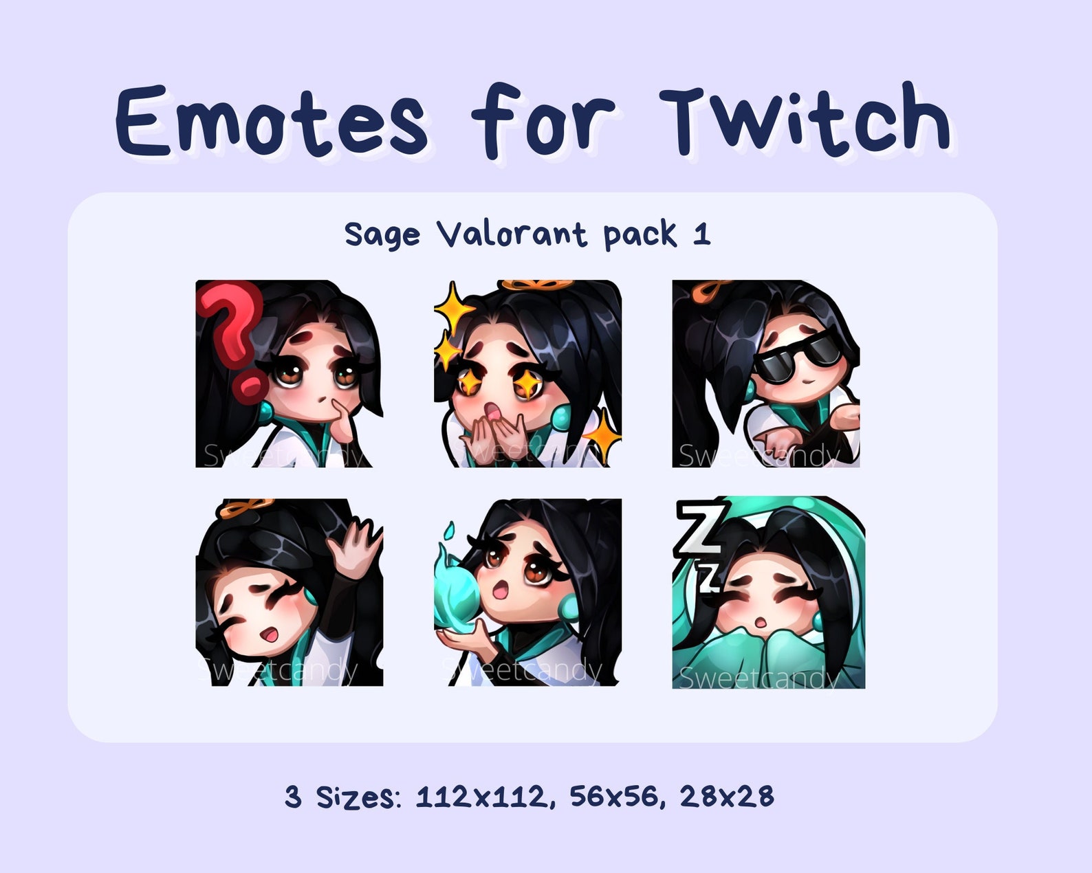 6 Cute Sage Emotes for Twitch Discord Youtube Sage Valorant - Etsy UK