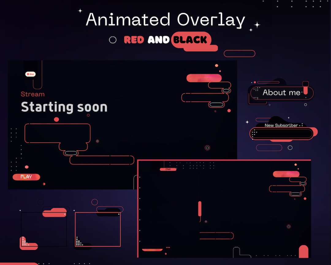 Animated Red Twitch Overlay Package, Dark Red Aesthetic, Twitch Red ...