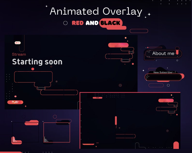 Animated Red Twitch Overlay Package Dark Red Aesthetic - Etsy