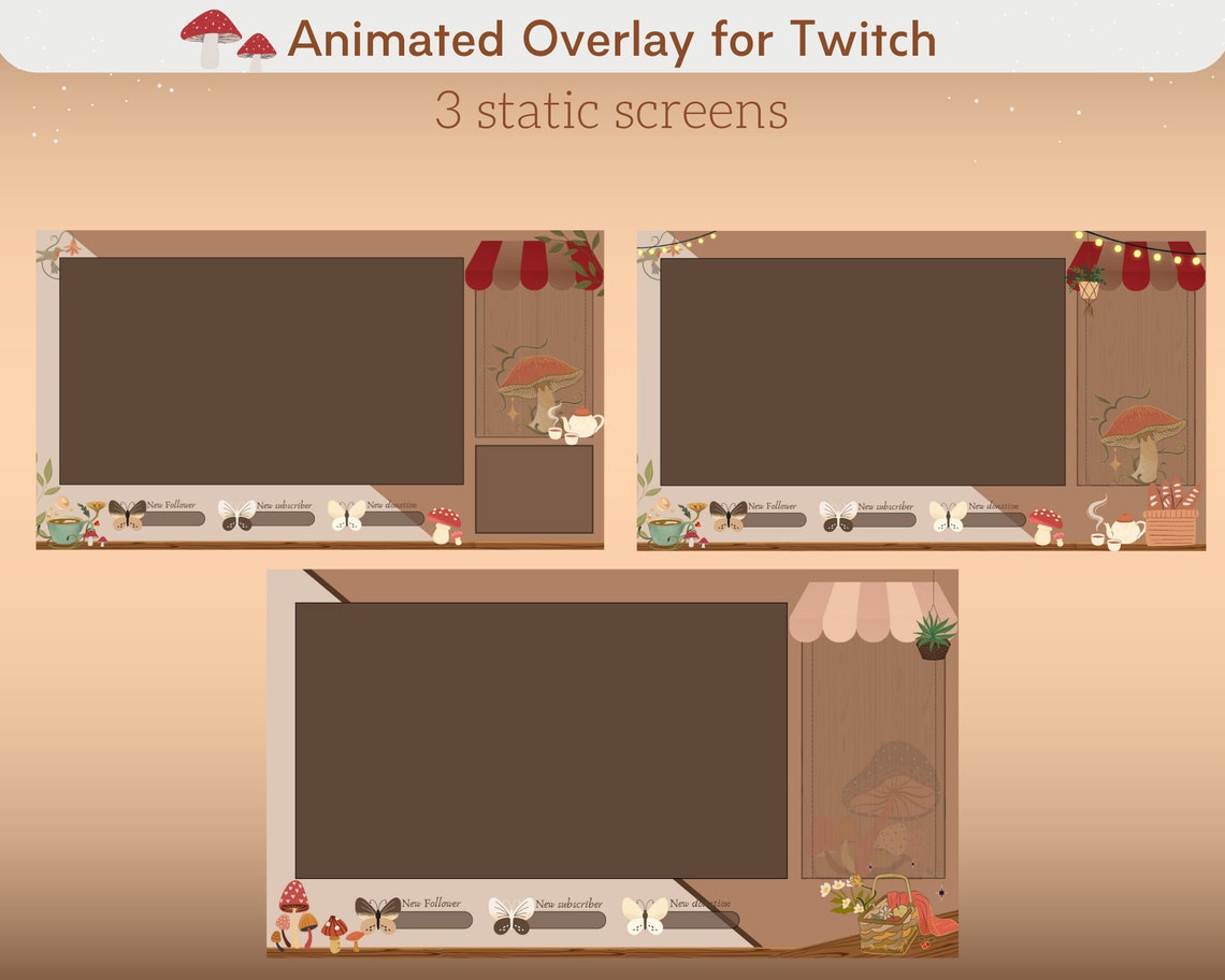 Cozy Animated Cottagecore Overlay Pack for Twitch, Cozy Animated ...