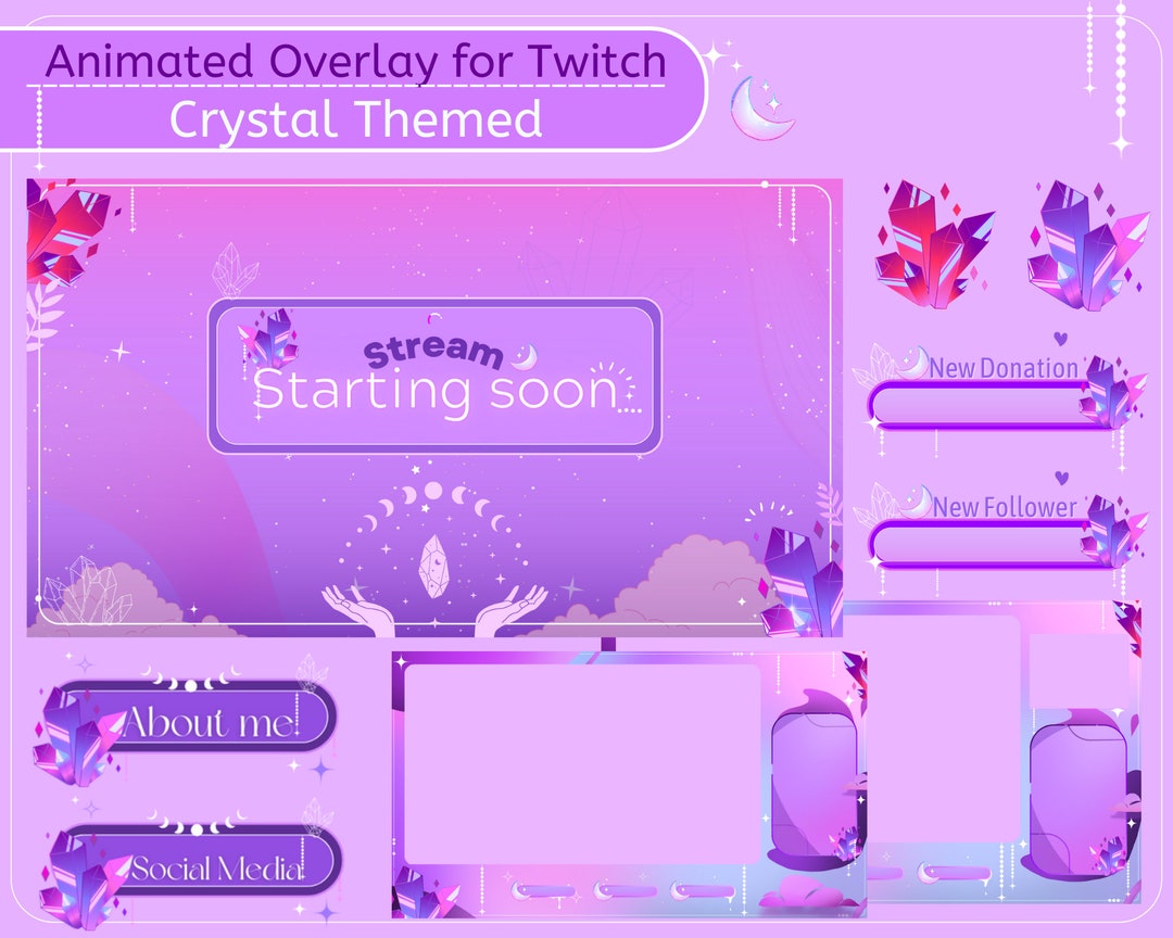 Animated Purple Crystal Overlay Twitch Package, Twitch Alerts, Panels ...