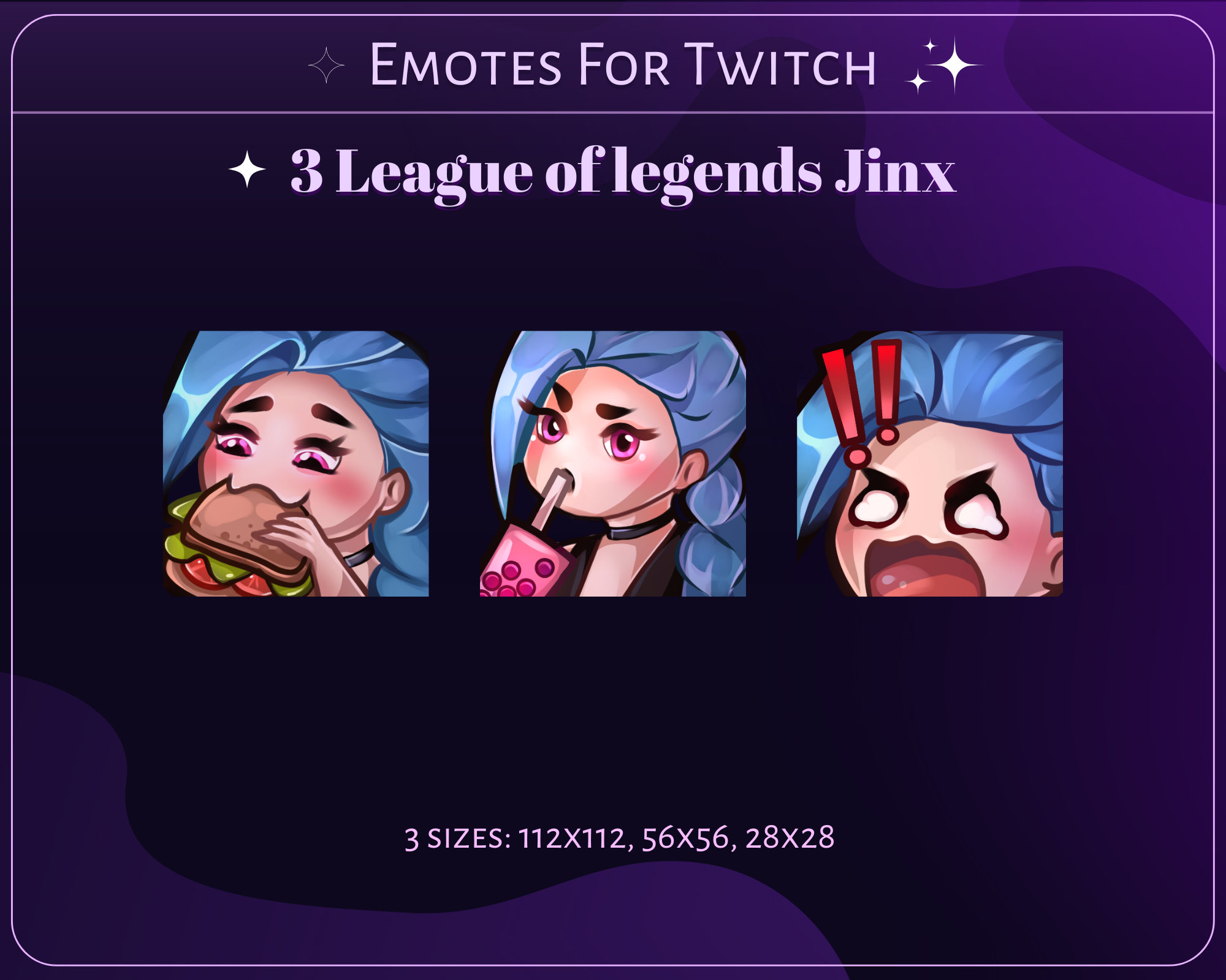 Cute Jinx Emotes From League of Legends for Twitch Streamers, Emote ...