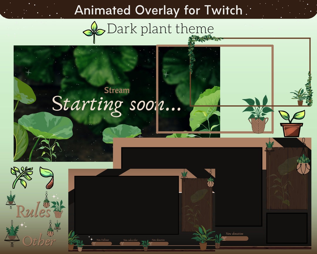 Cozy Animated Plant Overlay Pack for Twitch Streamers, Flower, Leaves ...