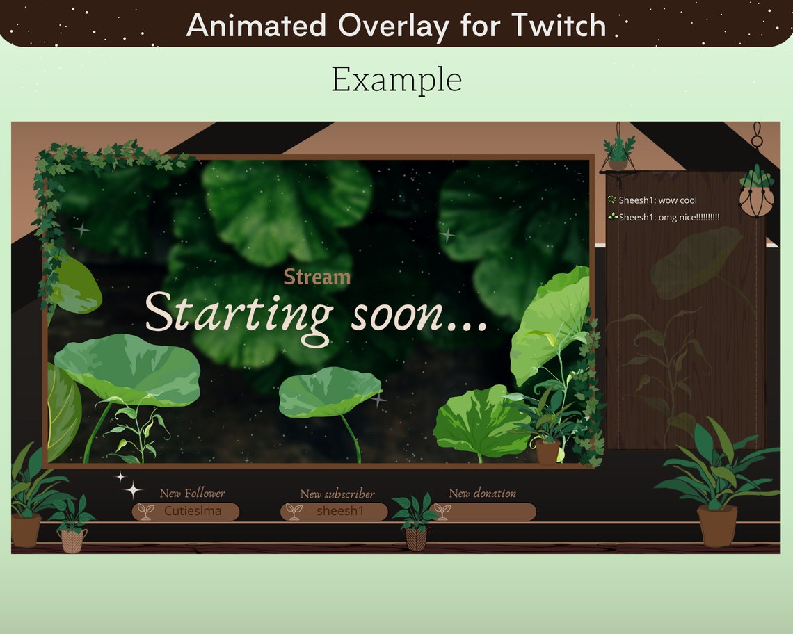 Cozy Animated Plant Overlay Pack for Twitch Streamers, Flower, Leaves ...