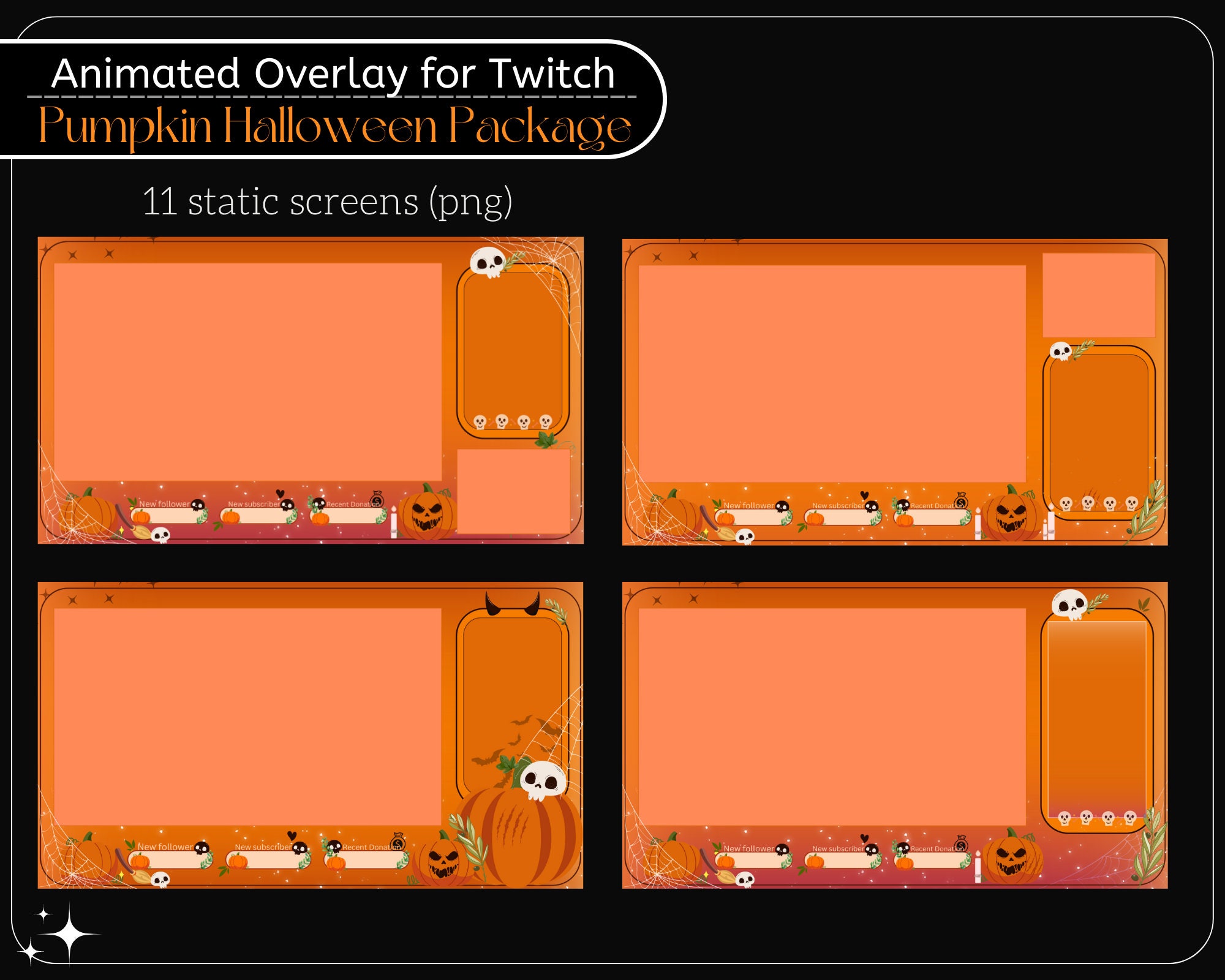 Animated Pumpkin Halloween Overlay Twitch Package, Big Twitch Bundle ...