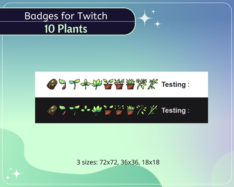 10 Simple Cute Plant Badges for Twitch Streamers, Discord, Leaf Plant ...