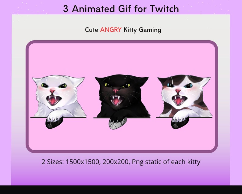 Animated Giftuber Cats for Twitch Package, Discord Emotes, Cat Emote ...