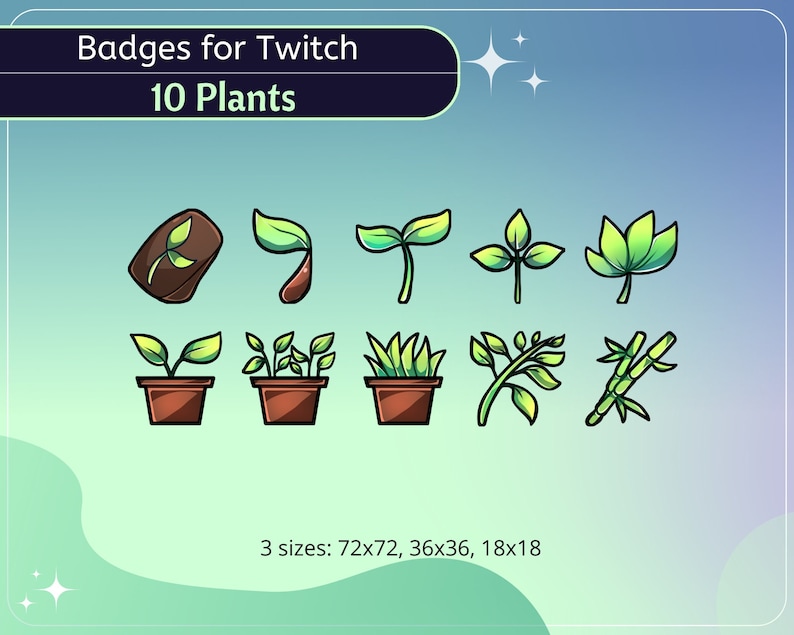 10 Simple Cute Plant Badges for Twitch Streamers, Discord, Leaf Plant ...