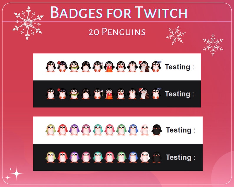 20 Penguin Badges for Twitch, Christmas Penguin, Cute Badges Pack ...