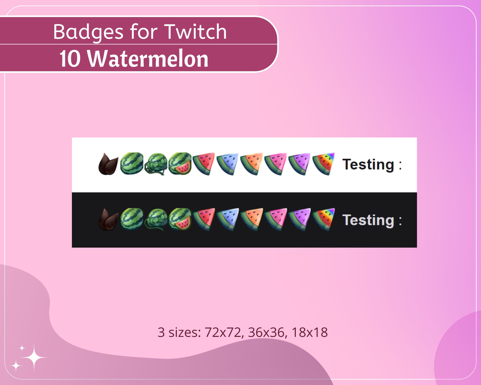 10 Cute Watermelon Badges for Twitch, Discord, Sub Badge, Bit Badge ...