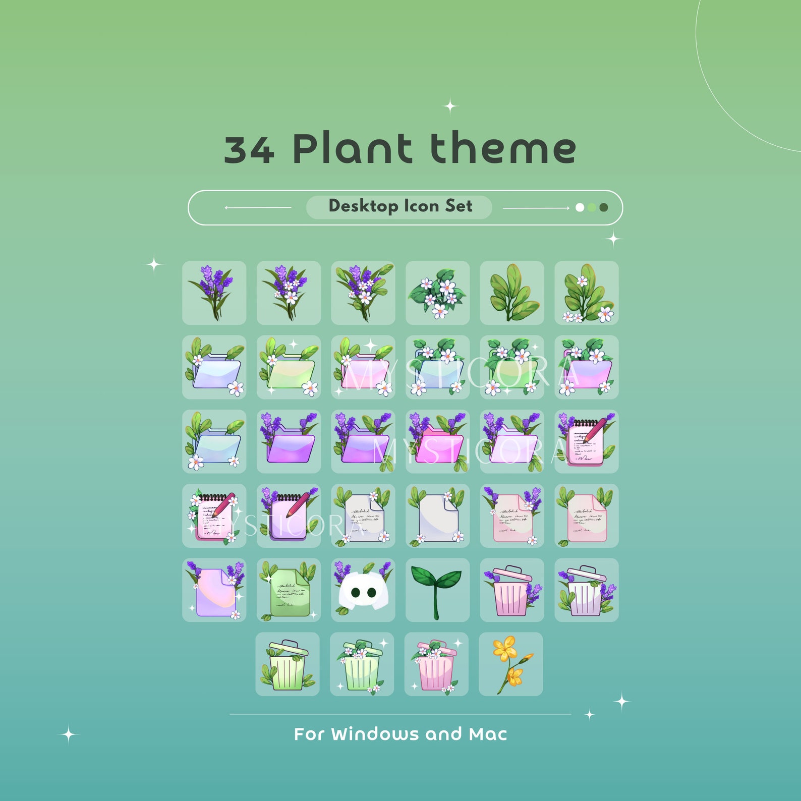 Plant Icons for Windows and Mac, Cute Desktop Icon Set, Cute Folder ...
