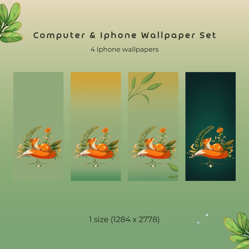 Floral Fox Windows Wallpaper Set, Cute Desktop Wallpaper, Arctic Fox Hd ...