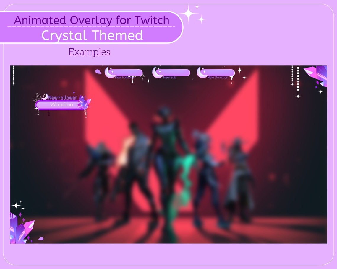 Animated Purple Crystal Overlay Twitch Package, Twitch Alerts, Panels ...