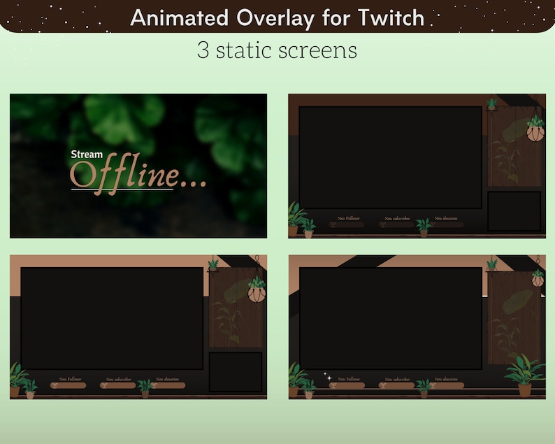 Cozy Animated Plant Overlay Pack for Twitch Streamers, Flower, Leaves ...