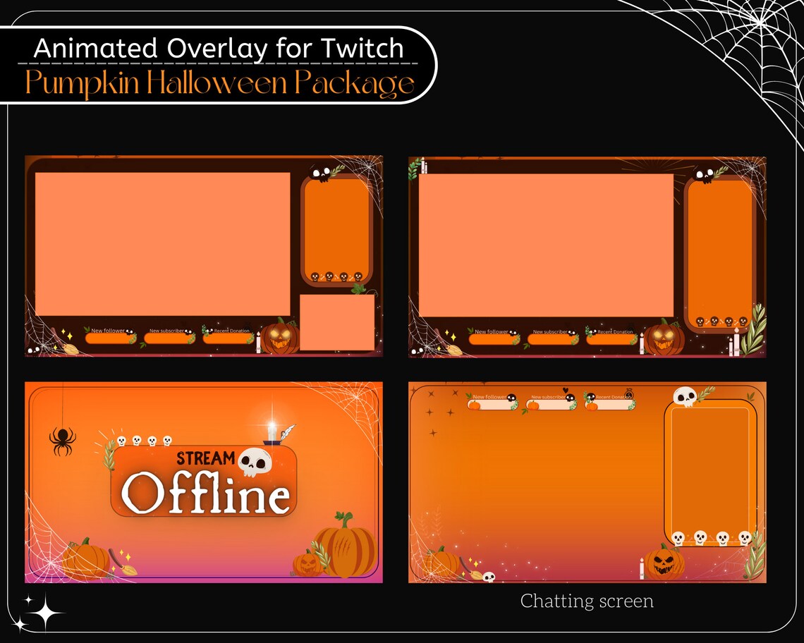 Animated Pumpkin Halloween Overlay Twitch Package, Big Twitch Bundle ...