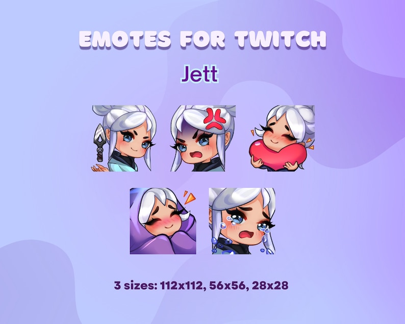 Valorant Jett Emotes Pack for Twitch, Discord, Youtube, Cute Funny ...