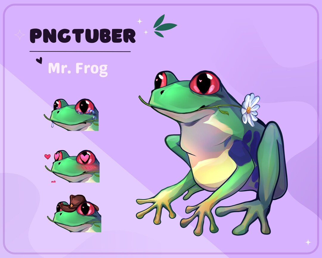 Cute Animated Frog Pngtuber Model for Twitch, Youtube, Vtuber, Streamer ...