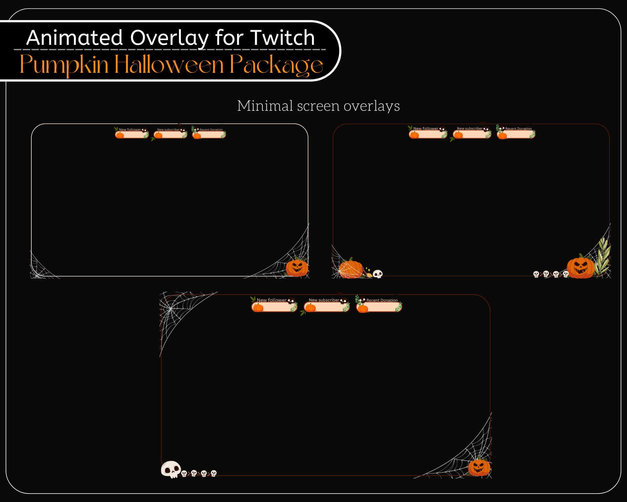 Animated Pumpkin Halloween Overlay Twitch Package, Big Twitch Bundle ...