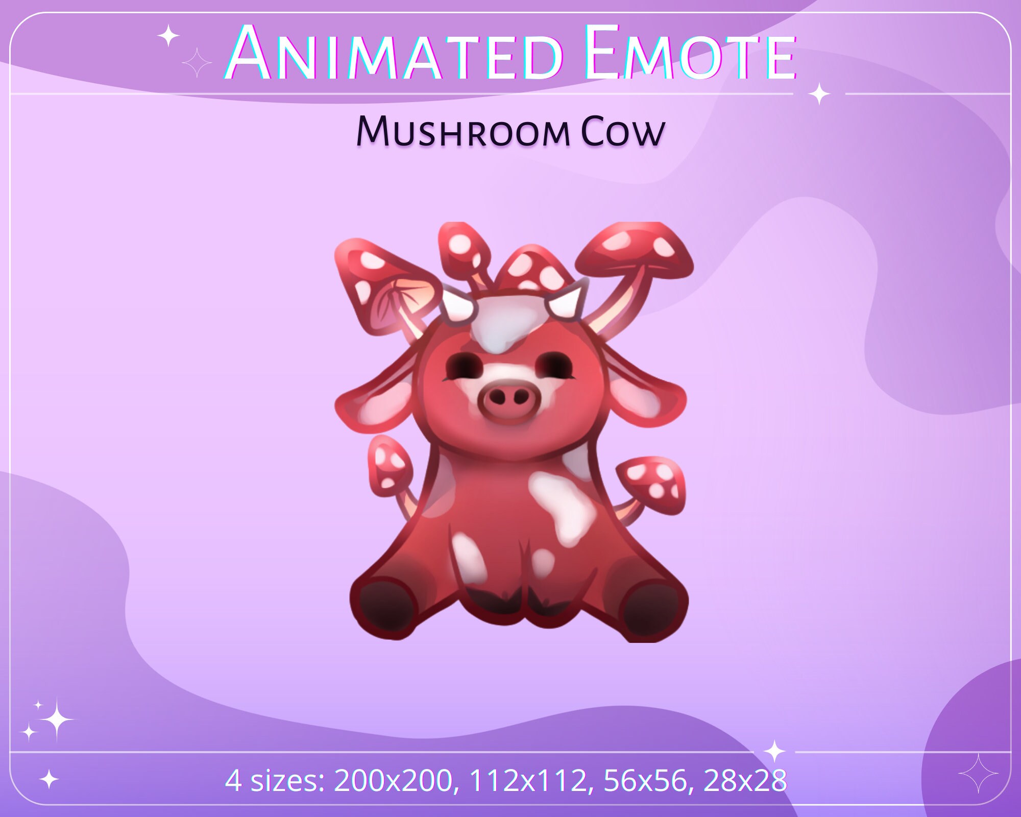 Cute Animated Mushroom Cow Emote and Badge for Twitch, Youtube, Discord ...