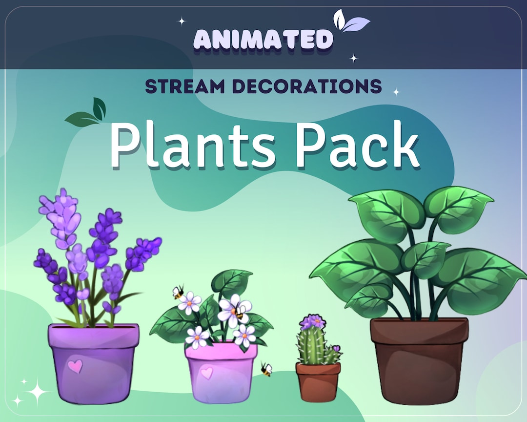 Animated Stream Decoration Plants Pack for Twitch, Cute Flowers, Cozy ...