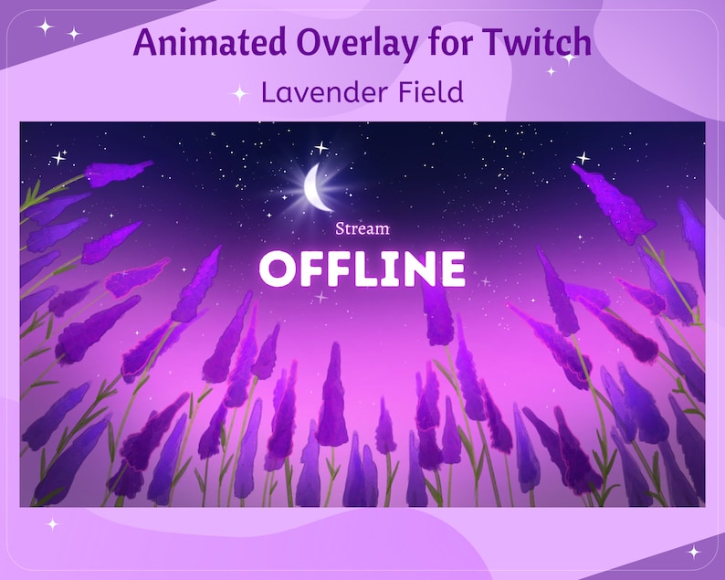 Cute Animated Lavender Field Overlay for Twitch, Purple Theme, Flower ...