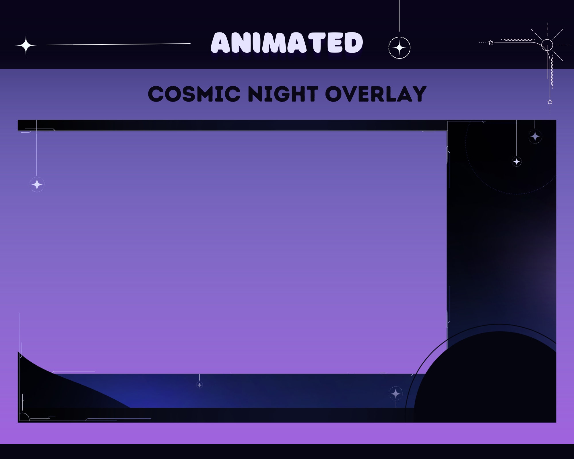 Animated Minimal Cosmic Overlay for Twitch, Streamers, Starry Night ...