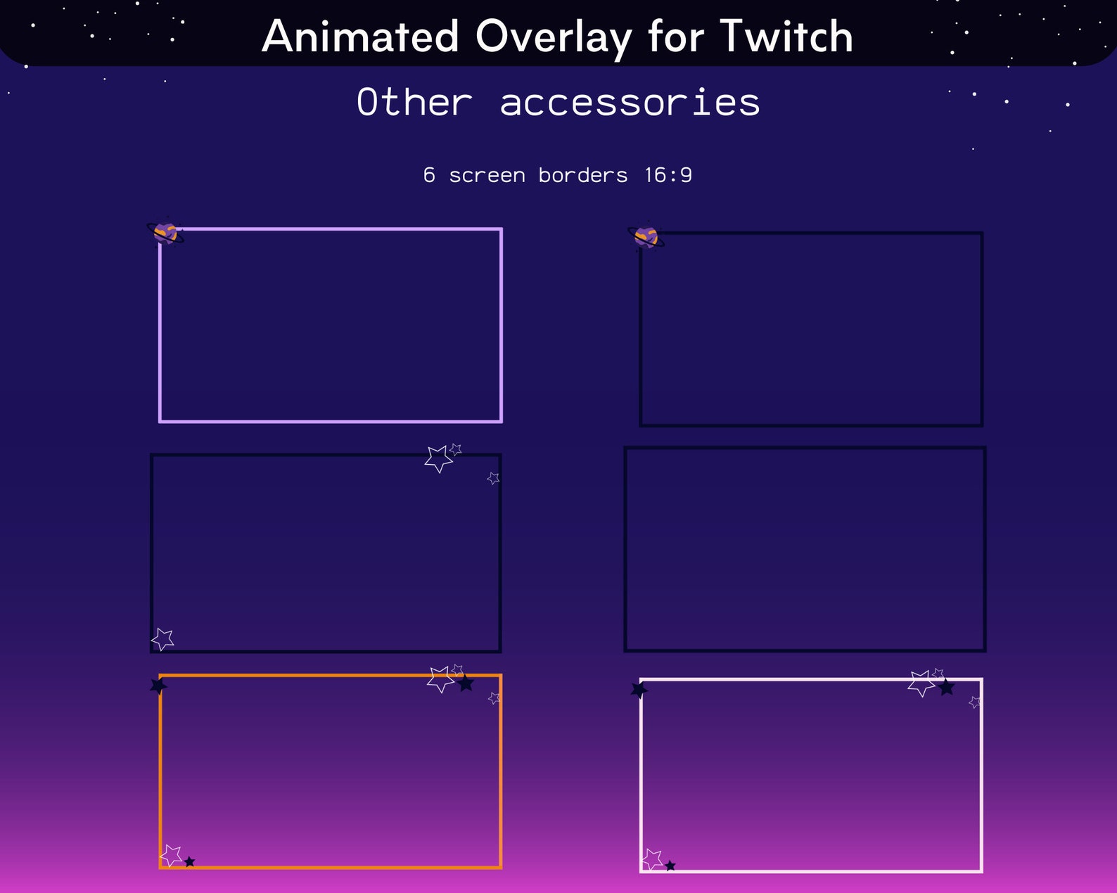 Cute Animated Starry Night Overlay Pack for Twitch, Lightning, Night ...