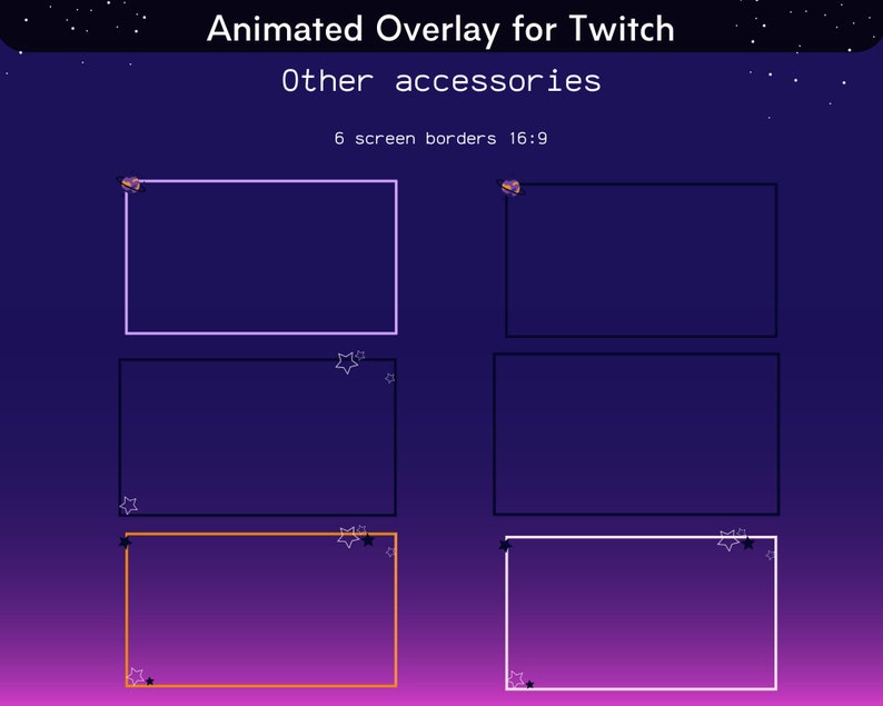 Cute Animated Starry Night Overlay Pack for Twitch Lightning - Etsy