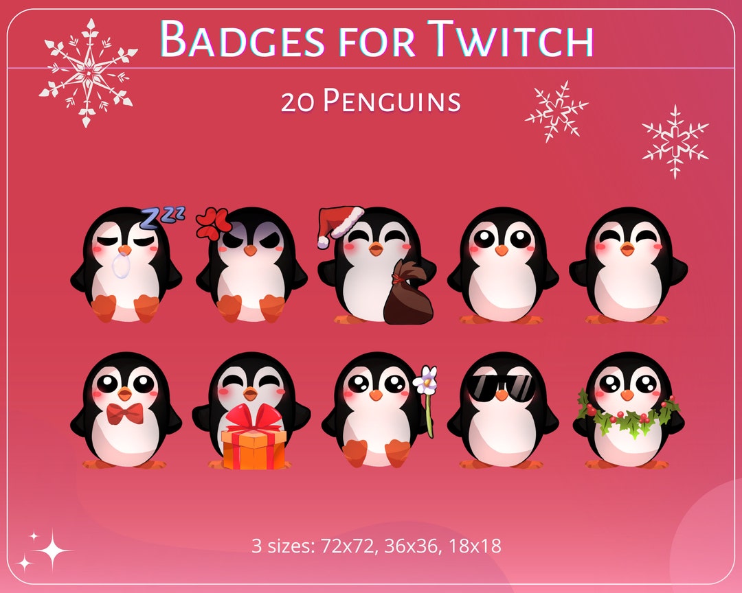 20 Penguin Badges for Twitch, Christmas Penguin, Cute Badges Pack ...