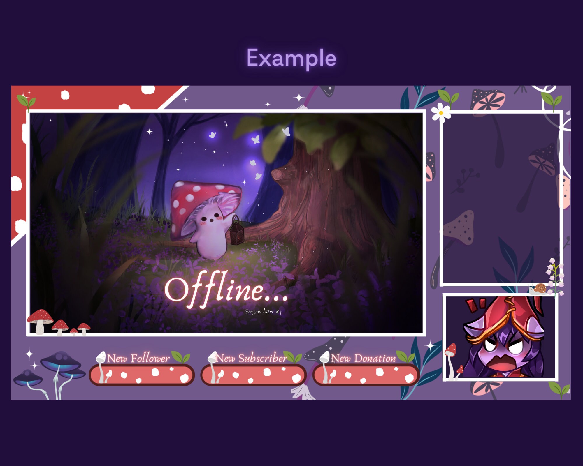 Cute Animated Mushroom Overlay Bundle for Twitch Streamers - Etsy UK