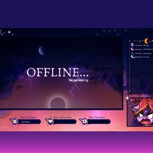 Cute Animated Starry Night Overlay Pack for Twitch, Lightning, Night ...