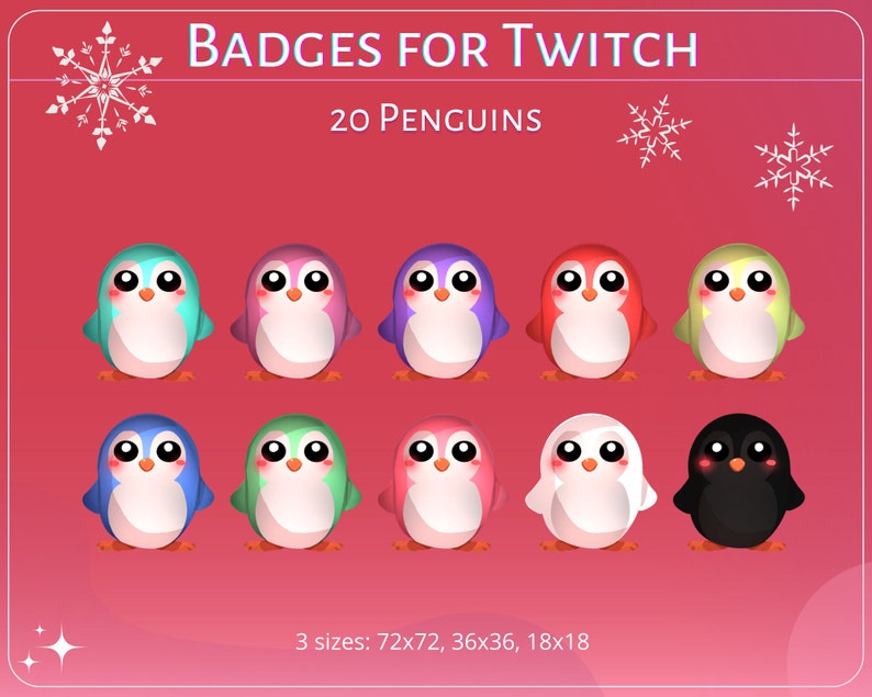 20 Penguin Badges for Twitch, Christmas Penguin, Cute Badges Pack ...