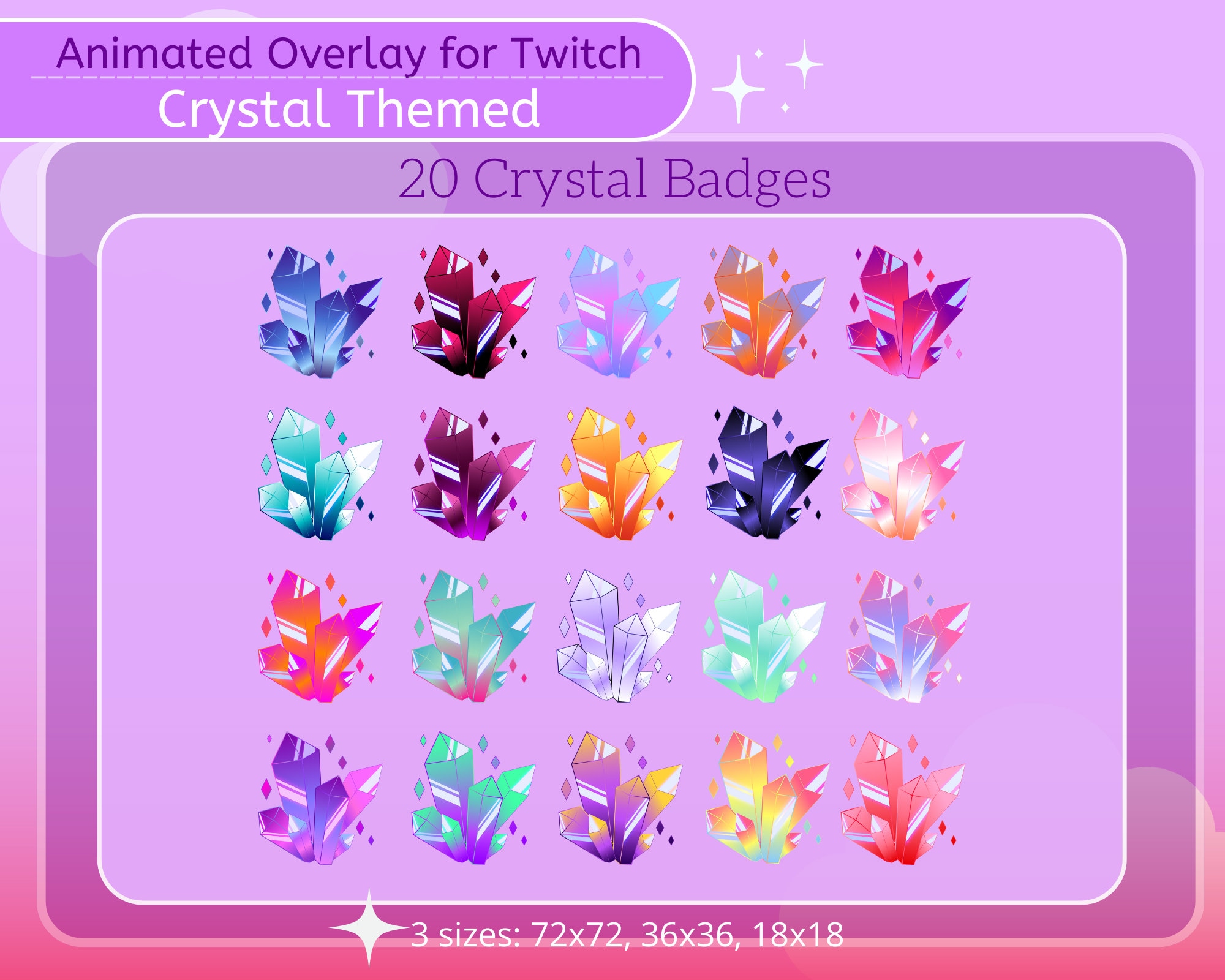 Animated Purple Crystal Overlay Twitch Package, Twitch Alerts, Panels ...