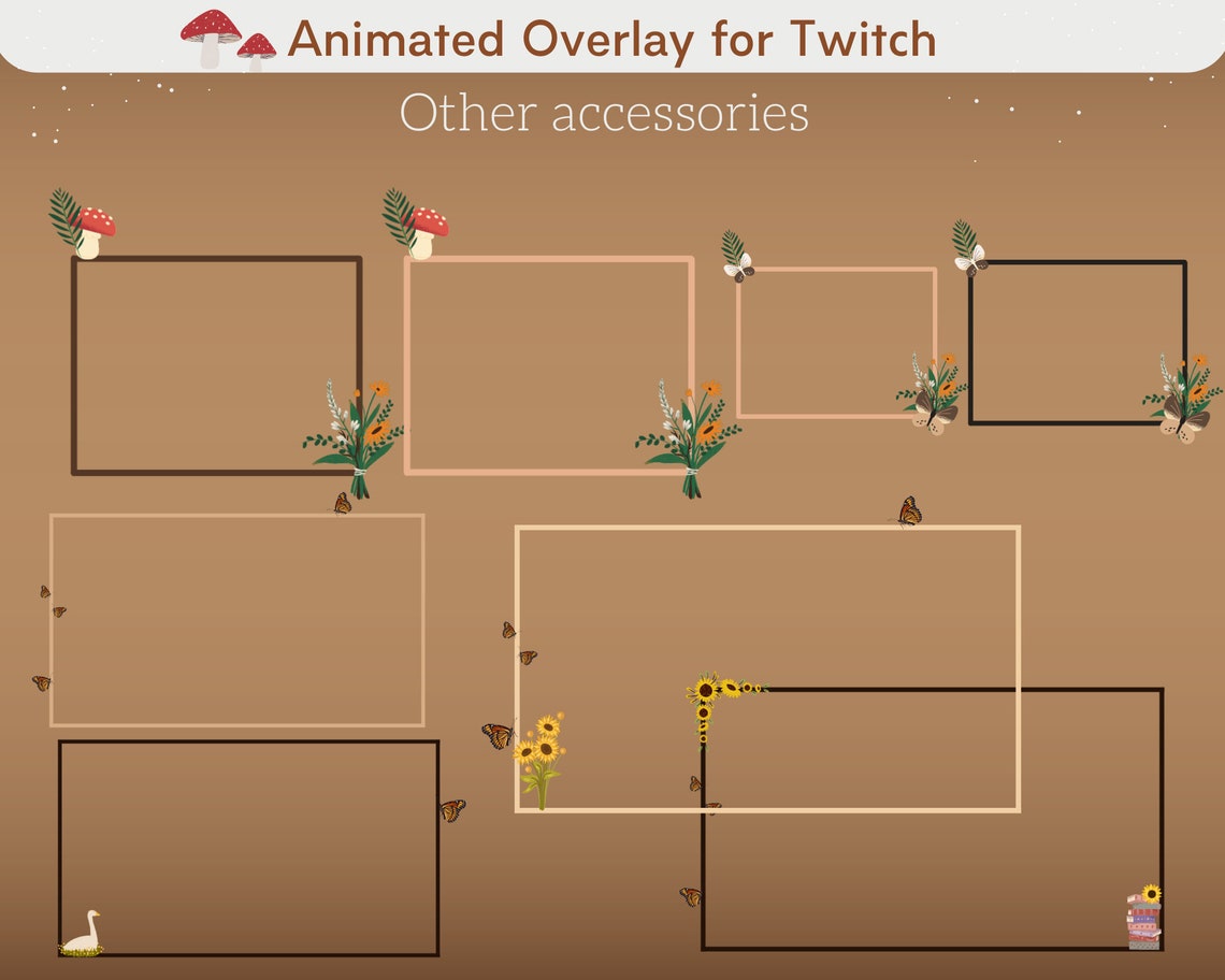 Cozy Animated Cottagecore Overlay Pack for Twitch, Cozy Animated ...