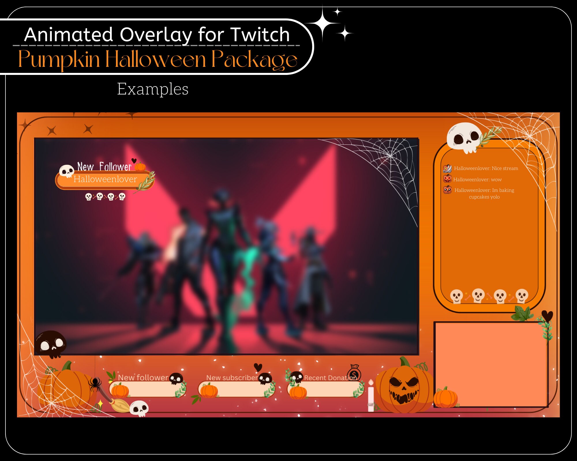 Animated Pumpkin Halloween Overlay Twitch Package, Big Twitch Bundle ...