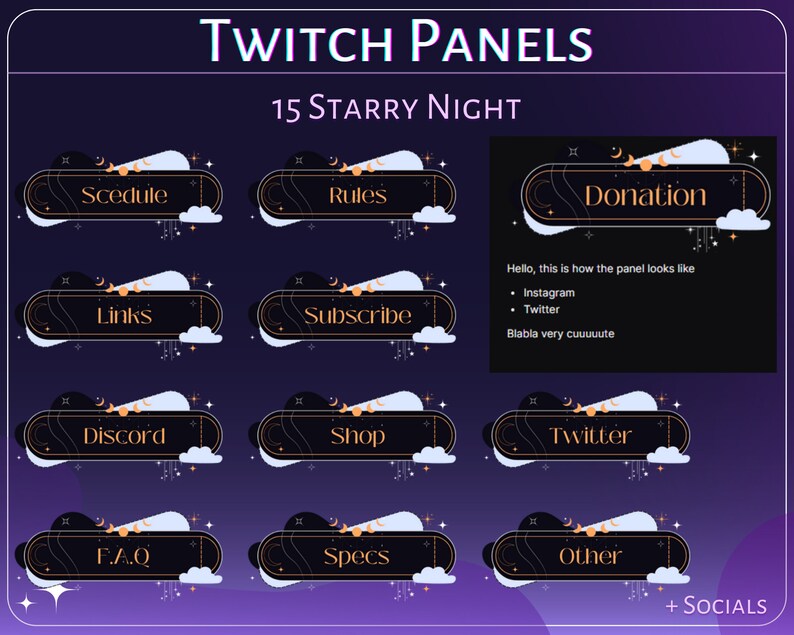 15 Starry Night Celestial Panels for Twitch, Cosmic Panels - Etsy