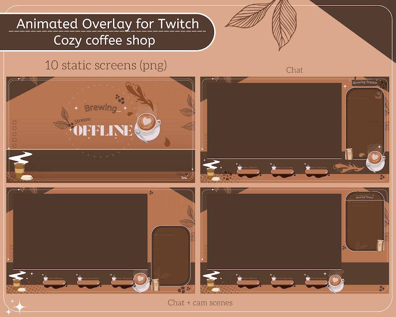 Cozy Coffee Shop Animated Twitch Overlay Package (digital Download) - Etsy
