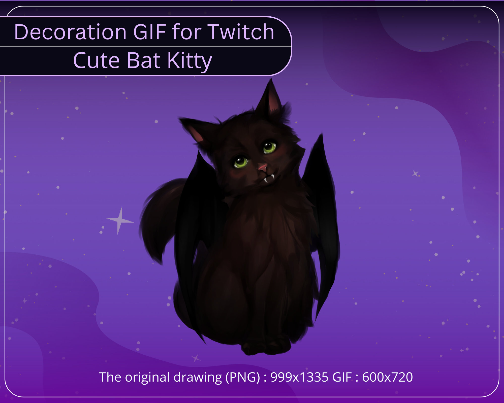 Cute Animated Bat Cat GIF Halloween Decoration for Twitch, Discord ...