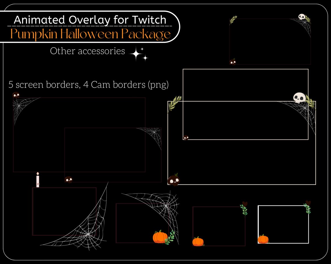Animated Pumpkin Halloween Overlay Twitch Package, Big Twitch Bundle ...